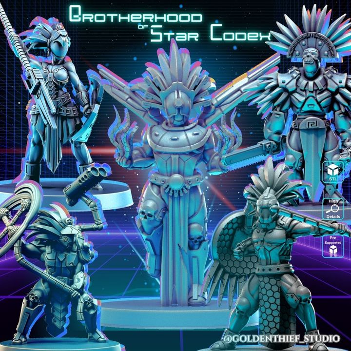 3D Printable Brotherhood of Star Codex - From Aztlán to the Stars by Golden Thief Studio